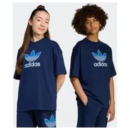 T-Shirt Adidas ORIGINALS "OVERSIZE TREFOIL", Jungen, Gr. 170, blau (night indigo, blau), Obermaterial: 100% Baumwolle, normal, Rundhals, Shirts T-Shirt, lockerer und l&auml;ssiger Schnitt, f&uuml;r Kinder, mit gro&szlig;em Trefoil-Logo