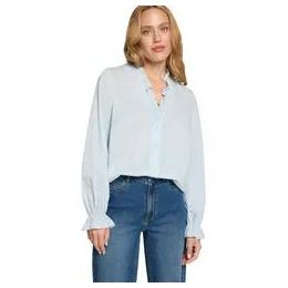 Klassische Bluse Zero "Damen mit R&uuml;schen", Damen, Gr. 36, skyway, Web, Obermaterial: 74% Baumwolle, 23% Polyamid, 3% Elasthan, leicht transparent, figurumspielend normal, V-Ausschnitt, weit B&uuml;ndchen mit Gummizug, Blusen Bluse