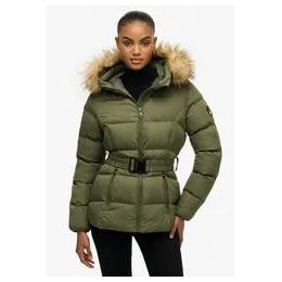 Steppjacke Superdry "FUJI BELTED PUFFER", Damen, Gr. M, beetle gr&uuml;n, Web, Obermaterial: 100% Polyester, unifarben, regular fit normal, Jacken Steppjacke