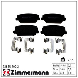 Zimmermann Bremsbelagsatz, Scheibenbremse 22855.200.2 vorne rechts links Foto entspricht Lieferumfang f&uuml;r HYUNDAI KIA 58101-G8A30 58101-D4A80 58101-S0