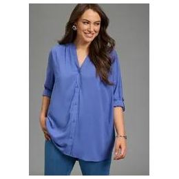 Longbluse LAURA SCOTT CURVE, Damen, Gr. 54, blau, Web, Obermaterial: 100% Viskose, unifarben, Basic, figurumspielend, V-Ausschnitt, Blusen Longbluse, im Tunika Stil aus weicher Viskose - GROSSE GR&Ouml;SSE