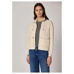 Kurzjacke Street One, Damen, Gr. 40, cotton beige, Web, Obermaterial oben: 97% Baumwolle, 3% Elasthan; Obermaterial unten: 60% Baumwolle, 40% Polyester, unifarben, normal normal, hoch geschlossener Ausschnitt, elastischer Bund, Jacken Kurzjacke, mit Stehkragen