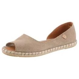 Espadrille VERBENAS "CRUZ SERRAJE", Damen, Gr. 39, beige, Veloursleder, unifarben, Schuhe Espadrille, Sommerschuh, Flat, Slipper, Ballerina in asymmetrischem Look