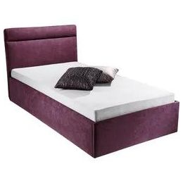 Polsterbett, lila (brombeer), B:127cm L:210cm, Bezug Bett: Microfaser (100% Polyester);Bonnell-Federkernmatratze: Mischgewebe (51% Polyprophlen, 39% Polyester, 10% Baumwolle);Kaltschaummatratze: Frottee (100% Polyester), Bezug abnehm- und waschbar bis 60C, Westfalia Schlafkomfort, Betten, Polsterbett, inkl. Bettkasten bei Ausf&uuml;hrung mit Matratze