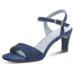 Sandalette Tamaris, Damen, Gr. 40, blau, Textil, Veloursleder, unifarben, Schuhe Sandalette, Trichterabsatz, Abendschuh mit verstellbarem Fesselriemchen