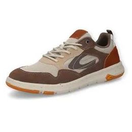 Sneaker Camel Active, Herren, Gr. 41, braun, natur, Leder, Textil, Schuhe Sneaker, Schn&uuml;rschuh, Halbschuh, Freizeitschuh mit Logo-Aufn&auml;her