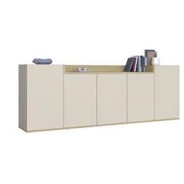 Sideboard OTTO HOME "BOLSENA, Kommode, Schrank,Lowboard mit 8 F&auml;cher und offenes Ablagefach", kaschmir, eiche chopin matt, B:200cm H:71,2cm T:35cm, Sideboards, Sideboard, stehend/h&auml;ngend montierbar, Made in Italy, B/T/H: 200 &times; 35 &times; 71,2 cm