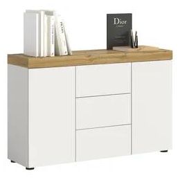Sideboard OTTO HOME "MAMBO, TOPSELLER, Breite 125cm, 2 T&uuml;ren, 3 Schubk&auml;sten, push-2-open", platin wei&szlig;, wotan eiche nachbildung, B:125cm H:80cm T:37cm, FSC-zertifizierter Holzwerkstoff, Sideboards, Sideboard, Sideboard, Kommode, Wohnzimmer, Flur, Arbeitszimmer