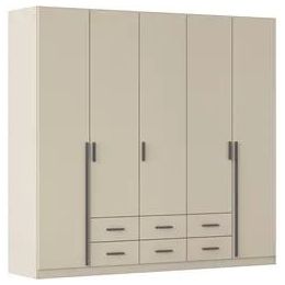 Dreht&uuml;renschrank Rauch "Kleiderschrank Garderobe GAMMA Breiten 91/136/181/226/271/315/360 cm", beige (champagner), griffstangen graumetallic, B:226cm H:210cm T:54cm, Holzwerkstoff, Schr&auml;nke, Dreht&uuml;renschrank, mit Schubladen, verschiedene Griff-Varianten TOPSELLER MADE IN GERMANY
