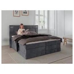 Boxbett OTTO HOME "PHILLIPA inkl. Bettkasten, wahlweise mit LED-Leuchten, Breite: 180cm", anthrazit, B:195cm L:210cm, Holz teilmassiv, Holzwerkstoff, Spanplatte, Komplettbetten, inkl. Kaltschaum-Topper, in verschiedenen Farben erh&auml;ltlich