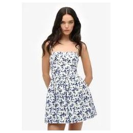 Sommerkleid Superdry "CORSET CAMI MINI DRESS", Damen, Gr. M, N-Gr, watercolour ditsy navy, Web, Obermaterial: 55% Baumwolle, 45% Lyocell, gebl&uuml;mt, slim fit normal, eckiger Ausschnitt, Kleider Sommerkleid