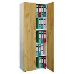 Aktenschrank Vcm "B&uuml;roschrank B&uuml;cher Ordner Aktenschrank Lona 5fach", braun (wei&szlig;, honig, eiche), B:70cm T:40cm, Obermaterial: 100% Holz Wood., Schr&auml;nke