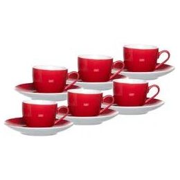 Ritzenhoff & Breker Tasse RITZENHOFF & BREKER "Espressotassen und -untertassen Doppio 80 ml 6er Set", rot, 12 tlg., Porzellan, Trinkgef&auml;&szlig;e, Tasse