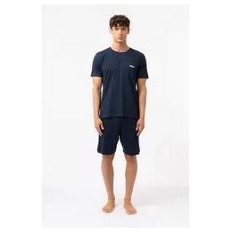 Schlafanzug Fila "MAN JERSEY PYJAMAS", Damen, Gr. XXL, navy, Web, Obermaterial: 100% Baumwolle, bequem kurz, Rundhals, Homewear-Sets Schlafanzug, T-Shirt und kurze Hose mit Gummizug