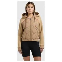 Steppjacke Khujo "MALAYA", Damen, Gr. XL, schwarz camel, Web, 100% Nylon, unifarben, regular fit h&uuml;ftlang, Raglan&auml;rmel Rippb&uuml;ndchen, Jacken Steppjacke