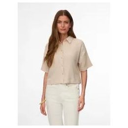 V&eacute;ro Moda Kurzarmbluse VERO MODA "VMNATALI SS CROP SHIRT WVN NOOS", Damen, Gr. XL, silber lining, Web, Obermaterial: 100% Baumwolle, unifarben, taillenbedeckt, Blusen, Baumwolle, verk&uuml;rzte Form