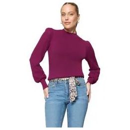 Strickpullover Zero "Damen mit Puff&auml;rmeln", Damen, Gr. 36, magenta lila, Obermaterial: 28% Polyester, 72% Viskose, unifarben, figurbetont normal, Rundhals, mit Bindeband, Pullover Strickpullover, Plain/ ohne Details
