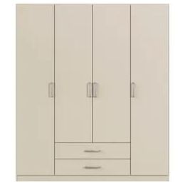 Dreht&uuml;renschrank Rauch "Kleiderschrank Garderobe GAMMA Breiten 91/136/181/226/271/315/360 cm", beige (champagner), griffe chrom, B:181cm H:210cm T:54cm, Holzwerkstoff, Schr&auml;nke, Dreht&uuml;renschrank, mit Schubladen, verschiedene Griff-Varianten TOPSELLER MADE IN GERMANY