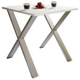 Esstisch Vcm "Premium Holz Esstisch K&uuml;chentisch Xona X 80x80", wei&szlig; (silber, wei&szlig;), B:80cm T:80cm, Tische, Esstisch