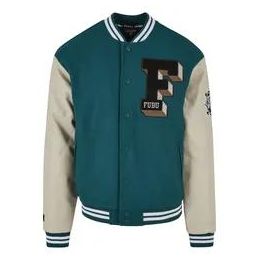 Bomberjacke Fubu "Fubu Herren FM233-009-2 Fubu College Varsity Jacket", Herren, Gr. XXL, gr&uuml;n, creme, braun, 70% Polyester, 30% Wolle, unifarben, normal, amerikanischer Ausschnitt, Jacken Bomberjacke