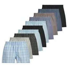 Jack & Jones Webboxer JACK & JONES "Web-Boxershorts JACMILANO WOVEN BOXERS 10 PACK 10er Pack", Damen, Gr. XXL, bunt (schwarz, braun, blau, grau), Obermaterial: 100% Baumwolle CO., Unterhosen