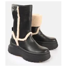 Winterboots Buffalo "OLYMPIA FOLD BOOT WARM", Herren, Gr. 38, schwarz, Lederimitat, Textil, Schuhe Winterboots, Plateauboots, Snowboots mit umschlagbarem Kragen