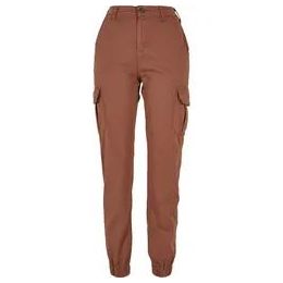 Cargohose Urban Classics "Urban Classics Damen Ladies High Waist Cargo Pants", Damen, Gr. 29, Normalgr&ouml;&szlig;en, terracotta, 98% Baumwolle, 2% Elasthan, unifarben, normal, Hosen Cargohose