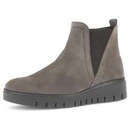 Chelseaboots Gabor "DAVOS", Damen, Gr. 36, taupe, Elastischer Einsatz, Veloursleder, unifarben, Basic, Schuhe Chelseaboots, Keilboots, Ankleboots in Komfortweite H (= sehr weit)