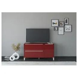 Lowboard "Reno", graphit schwarz matt lack, glas bordeauxrot glanz, B:137cm H:75cm T:42cm, Glas, Holzwerkstoff, SET ONE BY Musterring, Sideboards, Lowboard, Mit Vierkantfu&szlig; in diversen Farben, 75 cm H&ouml;he & Farbauswahl