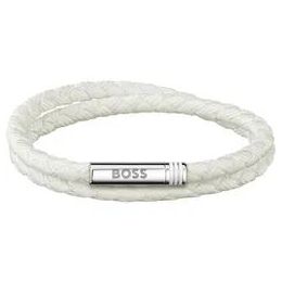 Armband BOSS "ARES SUMMER", wei&szlig;, edelstahlfarben, schwarz, wei&szlig;, braun, Armb&auml;nder, Damen, 19cm, Edelstahl Nylon, Edelstahl, Nylon, Armband, Emaille