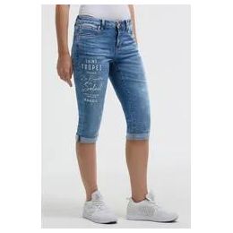 Regular-fit-Jeans SOCCX, Herren, Gr. 32, Kurz, blau, Denim/Jeans, Material: 63% Baumwolle, 25% Polyester, 10% Viskose, 2% Elasthan, Zusatz: Enth&auml;lt nichttextile Teile tierischen Ursprungs (Badge), bedruckt, regular fit, Jeans, mit Turn-Up Saum