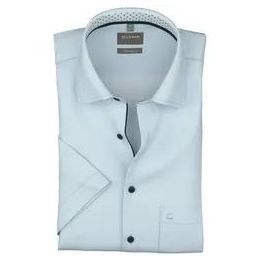 Kurzarmhemd OLYMP "Luxor", Herren, Gr. 44, N-Gr, bleu, Web, Obermaterial: 100% Baumwolle, gestreift, comfort fit normal, Hemden, Businesshemd, comfort fit, New-Kentkragen
