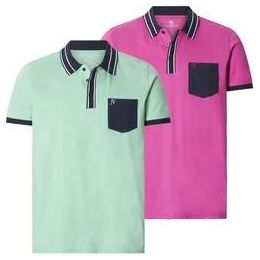 Poloshirt Jan Vanderstorm "Doppelpack Poloshirt SKALLE", Damen, Gr. XL, gr&uuml;n (hellgr&uuml;n pink), Obermaterial: 100% Baumwolle CO., Shirts