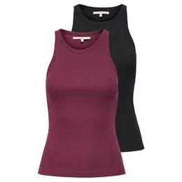 Tanktop Only "ONLLINDSAY TANK TOP 2 PACK", Damen, Gr. S, windsor wine pack:schwarz, Jersey, Obermaterial: 95% Baumwolle, 5% Elasthan, unifarben, sehr figurbetont normal, Rundhals, Tops Tanktop, Baumwollmischung