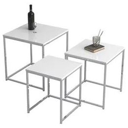 Couchtisch Vcm "3-tlg. Set Beistelltisch Couchtisch Sofatisch", wei&szlig;, B:40cm T:42cm, Tische, Couchtisch