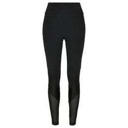 Leggings Urban Classics "Urban Classics Damen Ladies Highwaist Mixed Tech Leggings", Damen, Gr. S, US-Gr&ouml;&szlig;en, schwarz, schwarz, 80% Polyamid, 20% Elasthan, unifarben, slim fit, Hosen Leggings