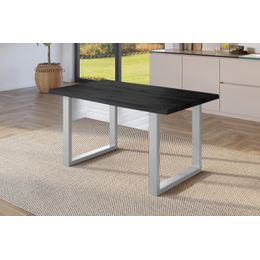 Esstisch Julius / Holz Grau-Optik / 120x80 / U-Gestell Silber