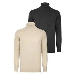 Rollkragenpullover FELIX HARDY "Rollkragenpullover 2er-Pack", Herren, Gr. XL, beige, anthrazit, 100% Baumwolle, Pullover Rollkragenpullover