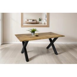 Baumkantentisch TIGER / 180x90 / X-Gestell Schwarz