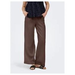 Schlupfhose Only "ONLBRUXELLES MW LIN BL TIE PANT PNT NOOS", Damen, Gr. S, L&auml;nge 30, chocolate martini, Web, Obermaterial: 80% Viskose, 20% Leinen, unifarben, lang, Hosen Schlupfhose, Sommerhose mit Leinen