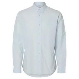 Langarmhemd Selected "SLHSLIMSUN LS SHIRT CLASSIC D", Herren, Gr. XL, N-Gr, skyway detail:mixed with wei&szlig;, Web, Obermaterial: 71% Baumwolle, 29% Leinen, unifarben, slim fit normal, 1-Knopf-Manschette, Hemden