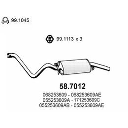 Asso Endschalld&auml;mpfer 58.7012 f&uuml;r VW AUDI 171253609C 068253609AE 068253609