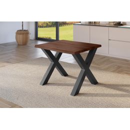Esstisch Julius / Holz Nussbaum-Optik / 80x80 / X-Gestell Schwarz