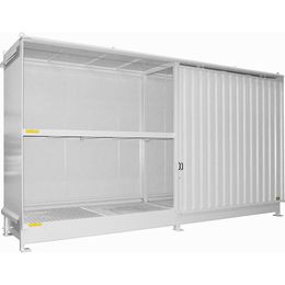 eurokraft pro Gefahrstoff-Regalcontainer, Kapazit&auml;t 8 x 1000-l-IBC/KTC, grauwei&szlig;