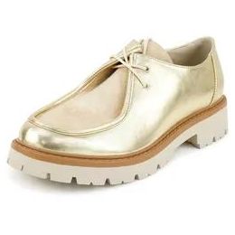 Schn&uuml;rschuh FINDLAY "PYARA", Damen, Gr. 38, goldfarben, beige, Polyurethane, Schuhe Schn&uuml;rschuh, im Loafer-Stil mit Material-Mix