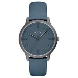 Giorgio Armani Quarzuhr ARMANI EXCHANGE, blau, grau, Armbanduhren, Damen, Quarzuhr, Armbanduhr, Herrenuhr, Lederarmband, analog