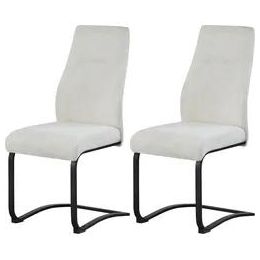 Esszimmerstuhl Home Affaire "VERNON, 2er Set, mit Metallgestell in matt schwarz", schwarz matt, pulverbeschichtet, creme, B:43cm H:98cm T:59cm, Metall, Polyester, St&uuml;hle, Esszimmerstuhl, in verschiedenen Farben, Belsatbarkeit pro Stuhl 120 kg