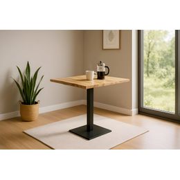 Bistrotisch IRIS / Akazie naturfarben lackiert / 70x70 / S&auml;ulen-Gestell eckig Schwarz