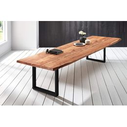 Baumkantentisch VALIN XL / naturfarben / 320x120 / U-Gestell Schwarz