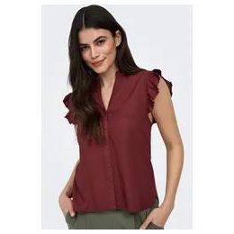 Kurzarmbluse Only "ONLROSELLA LIFE CAPSLEEVE SHIRT WVN NOOS", Damen, Gr. XL, syrah, Web, Obermaterial: 100% Viskose, unifarben, regular fit normal, V-Ausschnitt, Blusen, Viskose, regular fit